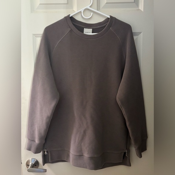 Varley | Tops | Varley Manning Side Zip Sweatshirt In Browngray Size L ...